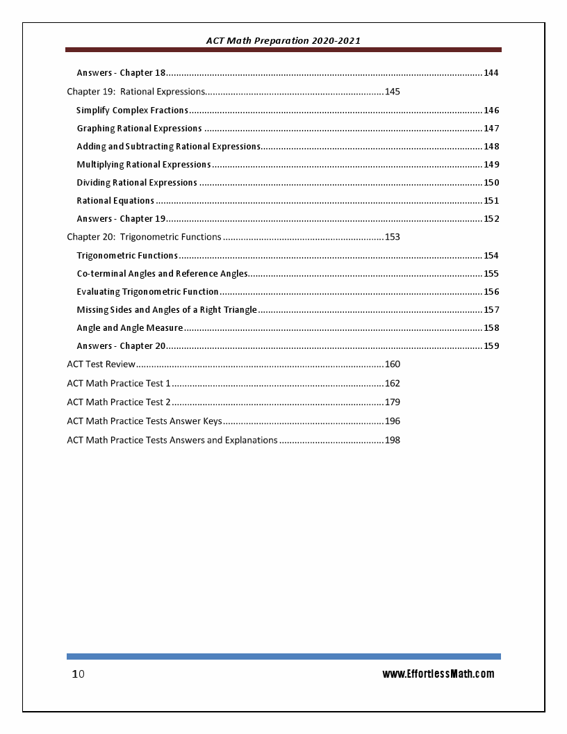ACT Math Preparation 2020 – 2021: ACT Math Workbook + 2 Full-Length ACT ...