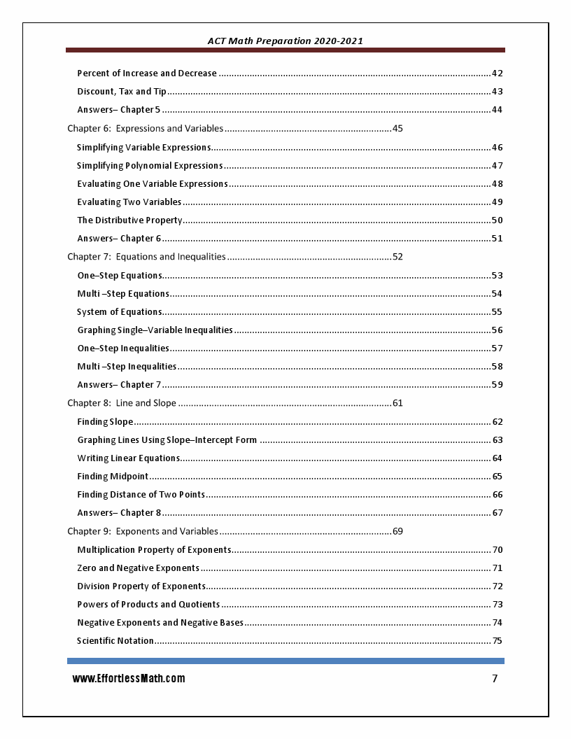 ACT Math Preparation 2020 – 2021: ACT Math Workbook + 2 Full-Length ACT ...