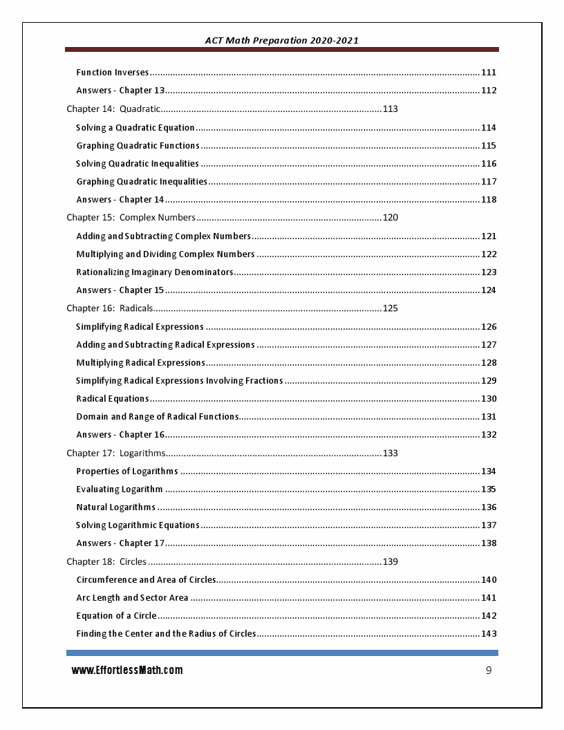 ACT Math Preparation 2020 – 2021: ACT Math Workbook + 2 Full-Length ACT ...