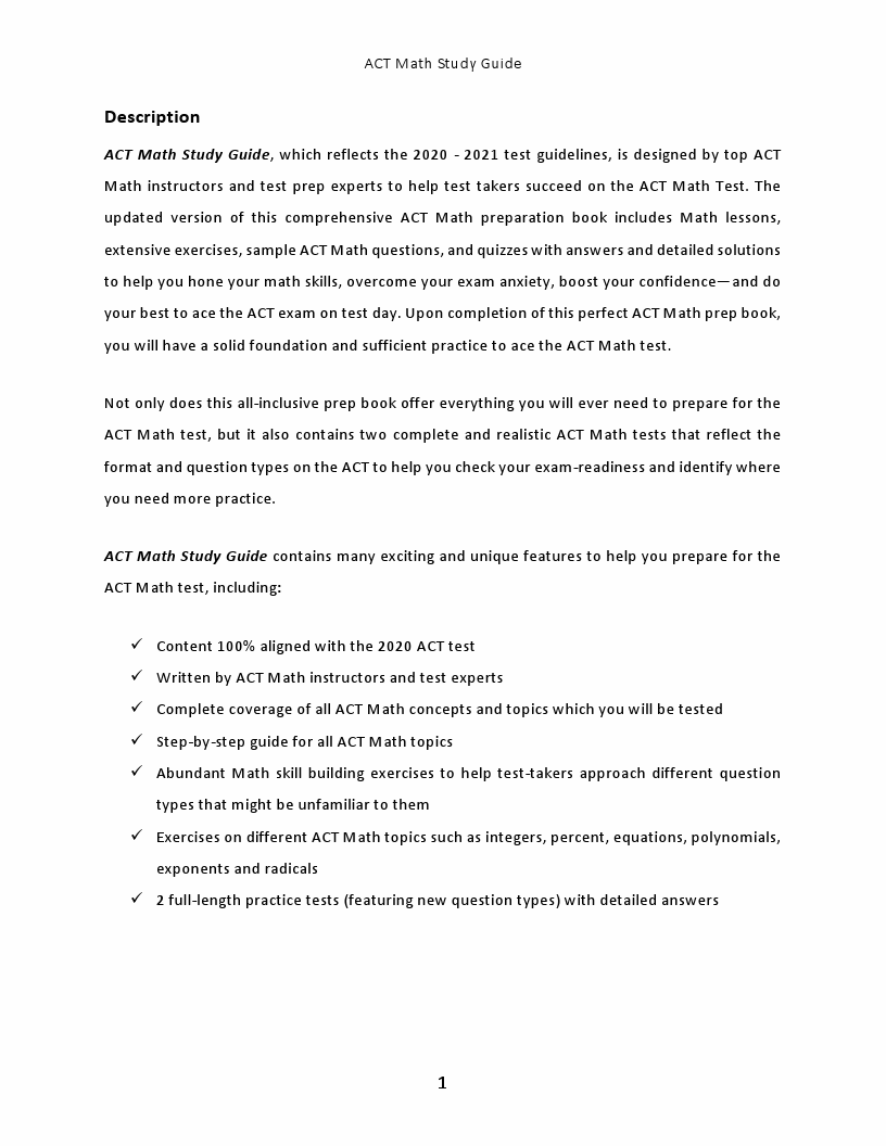 ACT Math Study Guide 2020 – 2021: A Comprehensive Review and Step-By ...