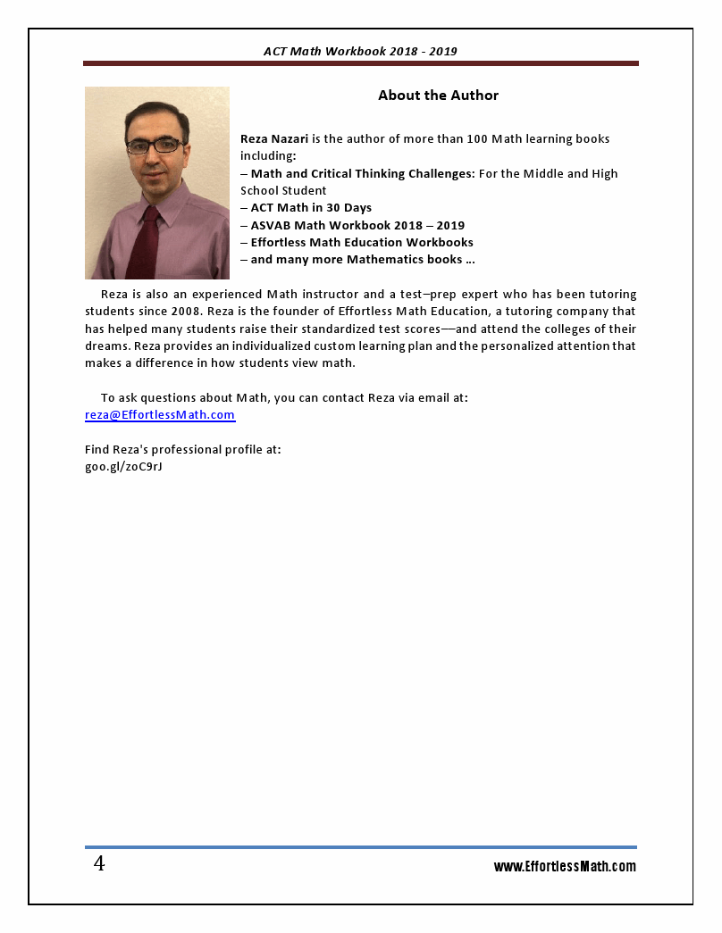 ACT Math Workbook 2018 – 2019: The Most Comprehensive Review for the ...