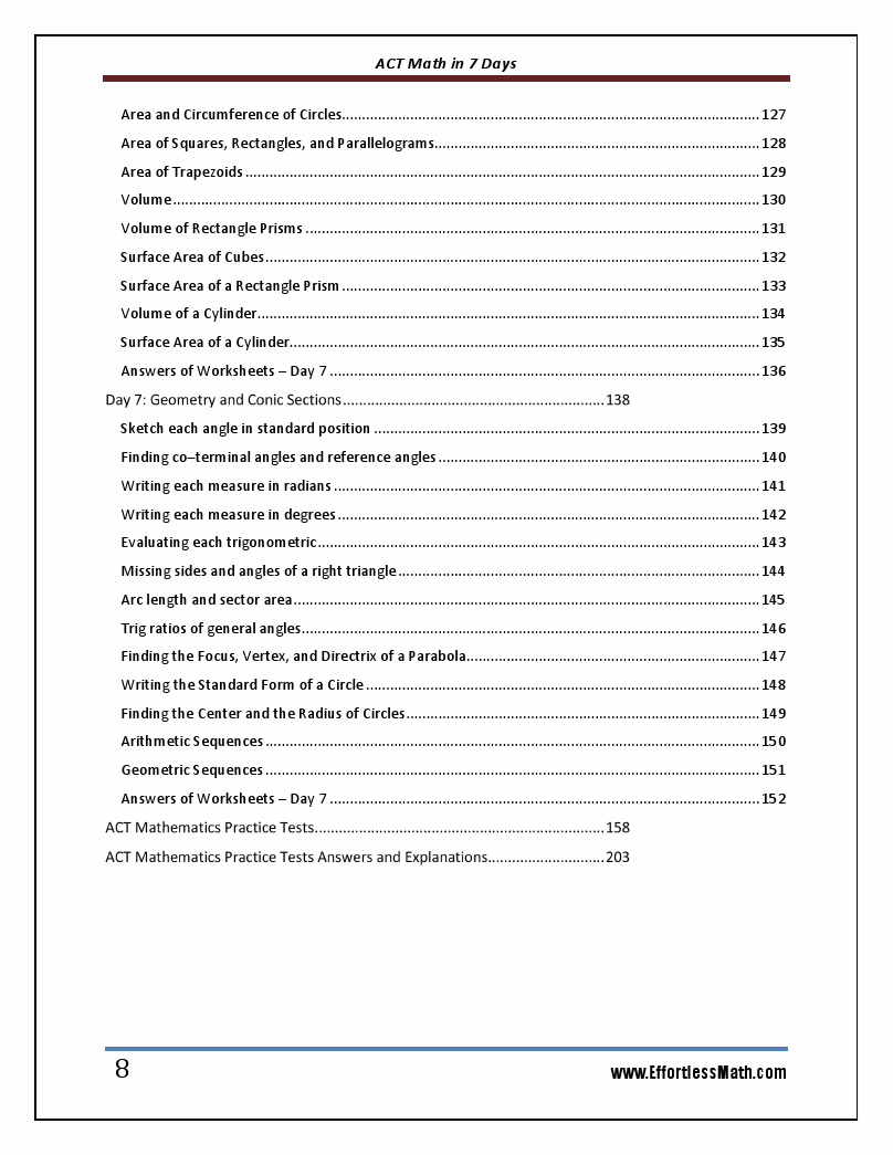 ACT Math in 7 Days: Step-By-Step Guide to Preparing for the ACT Math ...