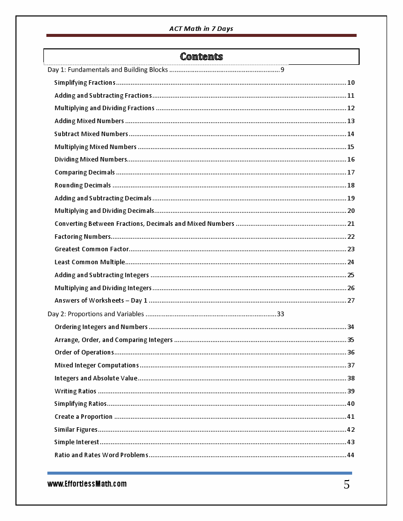 ACT Math in 7 Days: Step-By-Step Guide to Preparing for the ACT Math ...