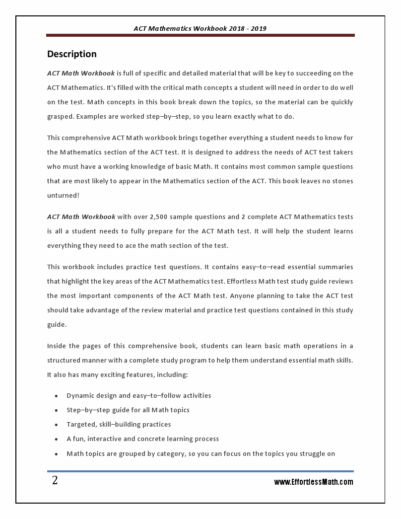 ACT Math Workbook - : A Comprehensive Review | Effortless Math