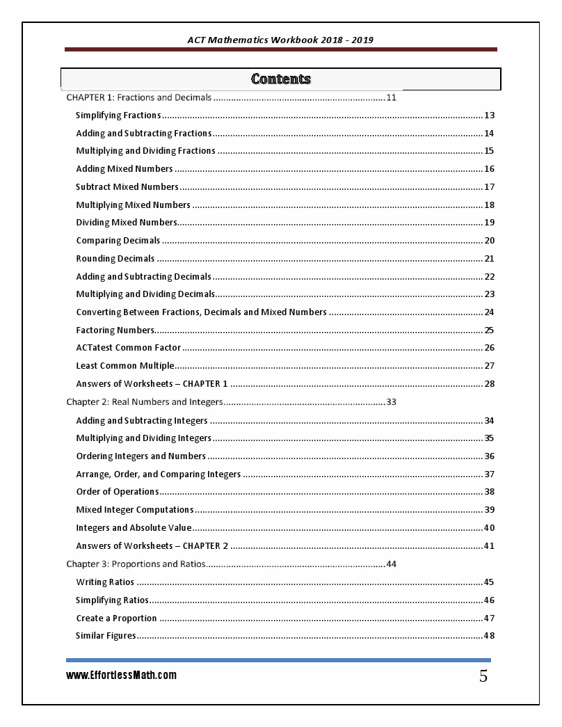 ACT Mathematics Workbook 2018 - 2019: A Comprehensive Review and Step ...
