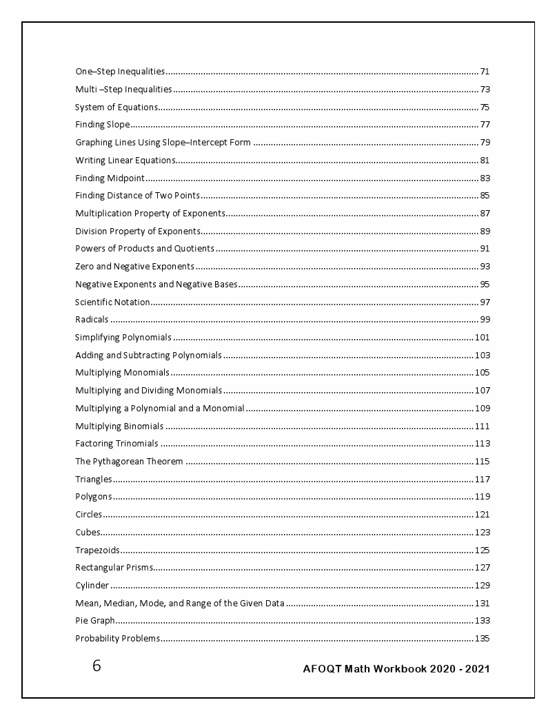 AFOQT Math Workbook 2020 & 2021: Extra Practice for an Excellent Score ...