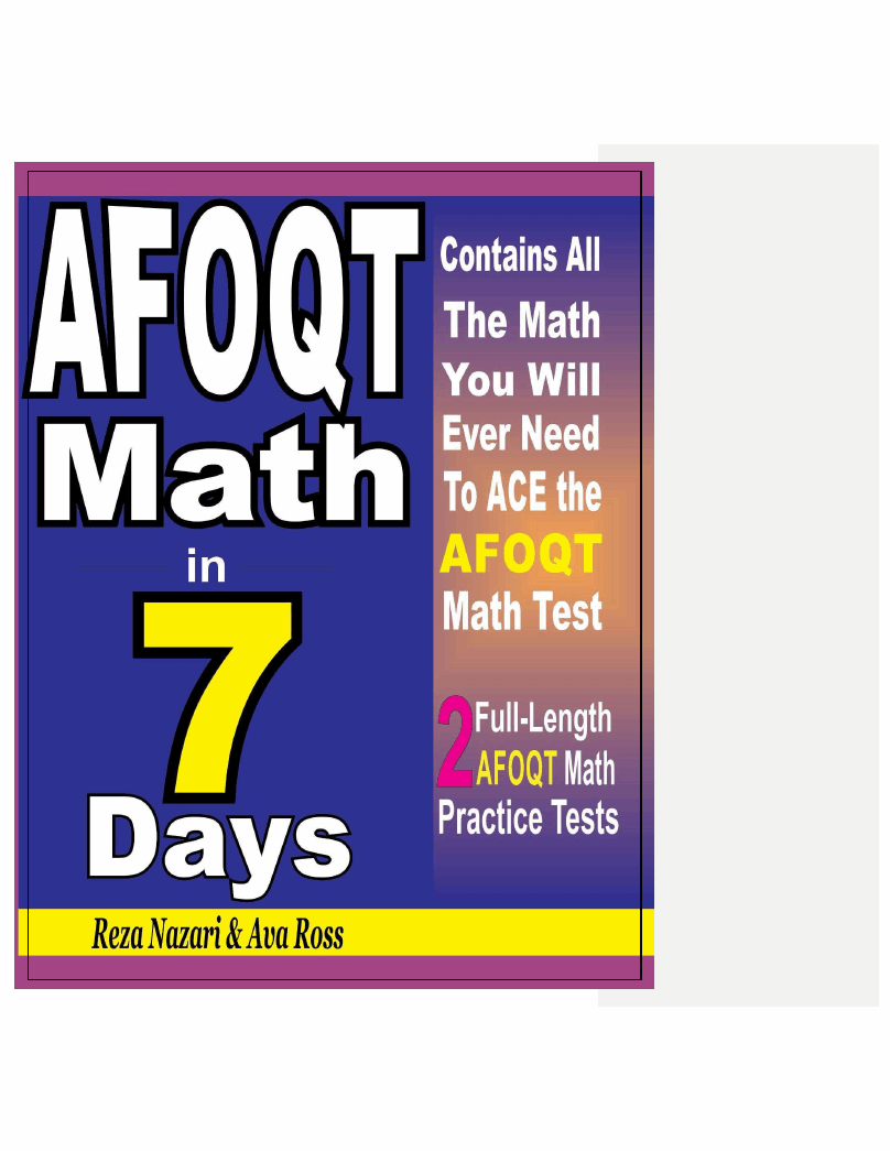 AFOQT Math in 7 Days: Step-By-Step Guide to Preparing for the AFOQT ...