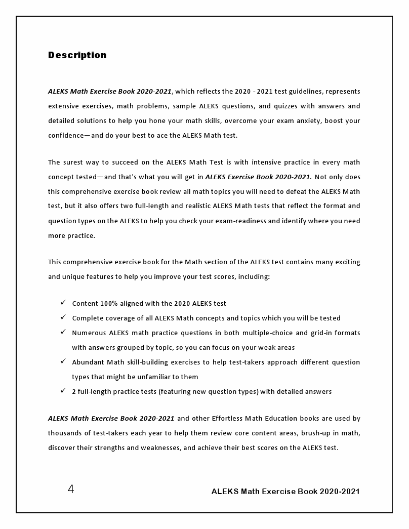 ALEKS Math Exercise Book 2020-2021: Student Workbook and Two Full ...