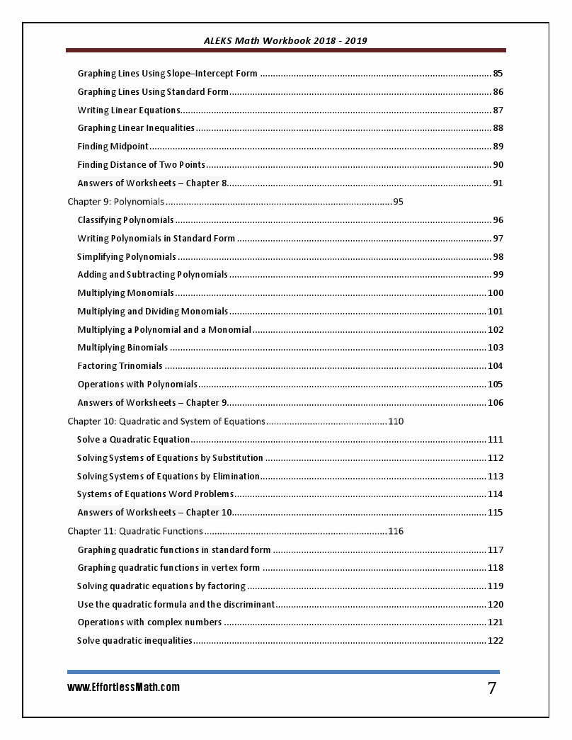 ALEKS Math Placement Assessment Workbook 2018 – 2019: The Most ...
