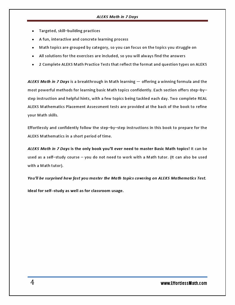 ALEKS Math Placement Assessment in 7 Days: Step-By-Step Guide to ...