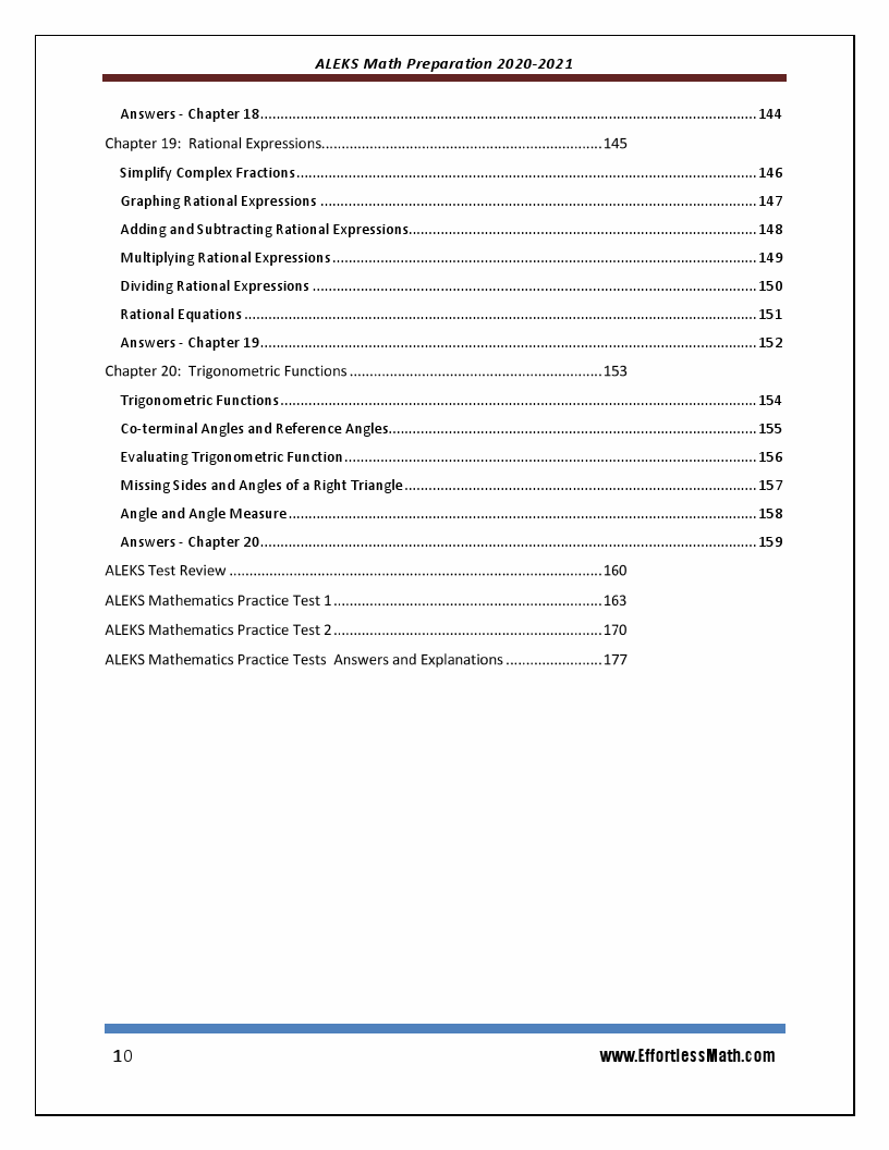 ALEKS Math Preparation 2020 – 2021: ALEKS Math Workbook + 2 Full-Length ...