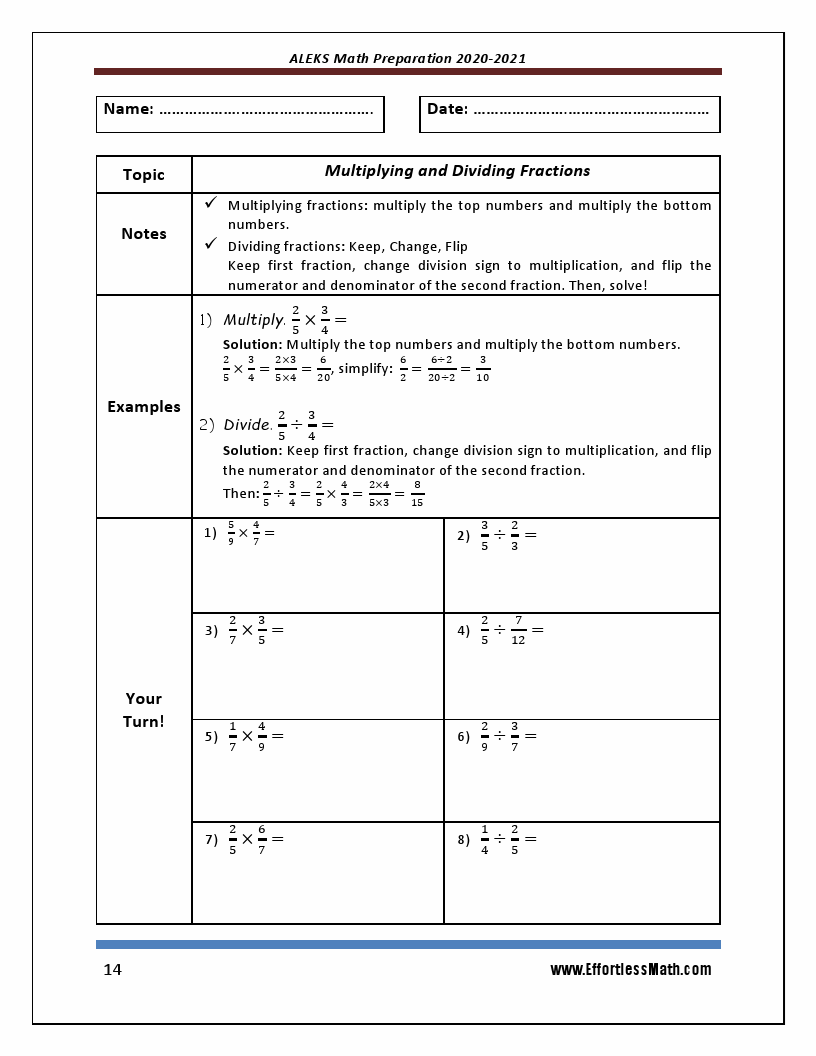ALEKS Math Preparation 2020 – 2021: ALEKS Math Workbook + 2 Full-Length ...