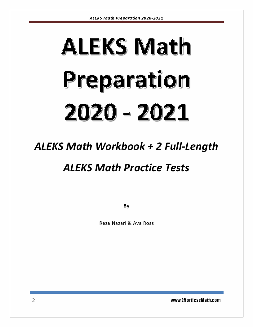 ALEKS Math Preparation 2020 – 2021: ALEKS Math Workbook + 2 Full-Length ...