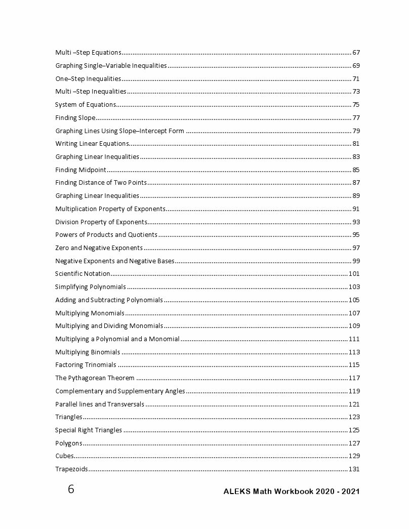 ALEKS Math Workbook 2020 – 2021: The Most Comprehensive Review for the ...