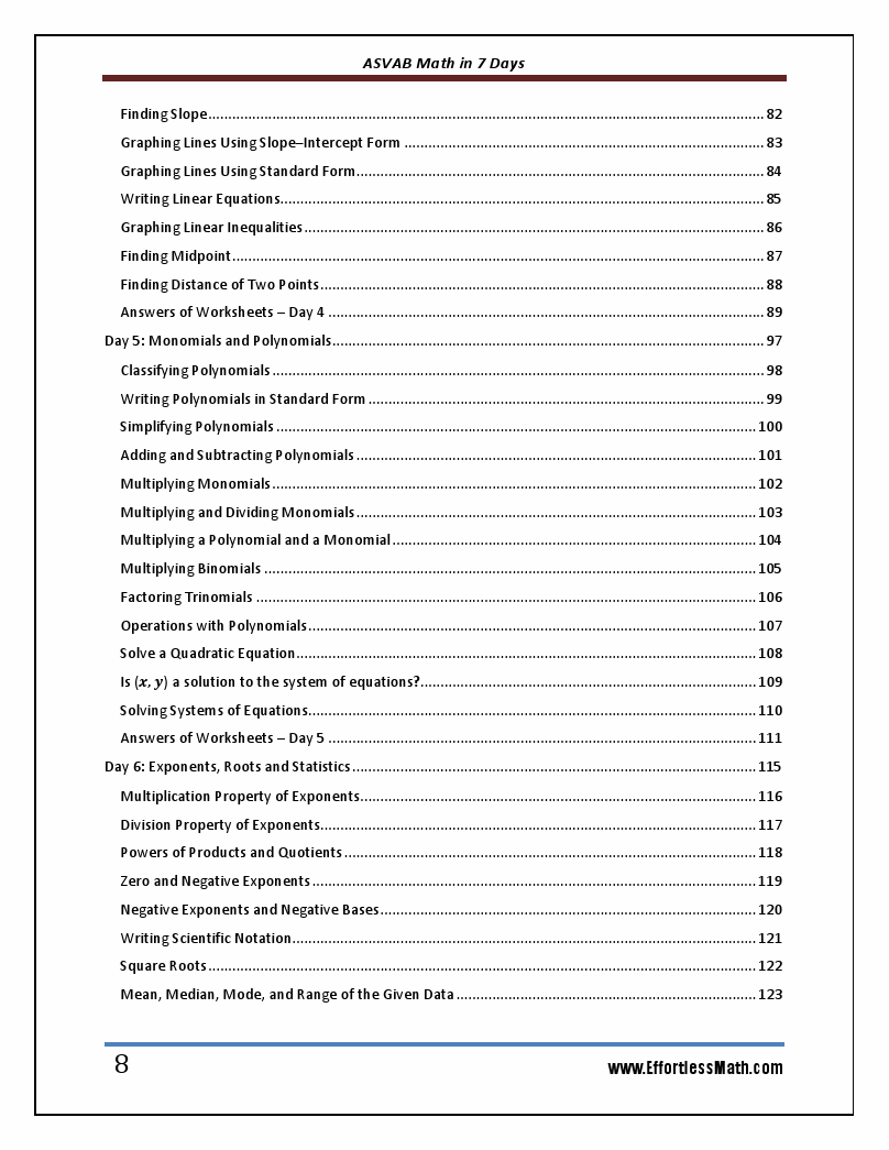 ASVAB Math in 7 Days: Step-By-Step Guide to Preparing for the ASVAB ...