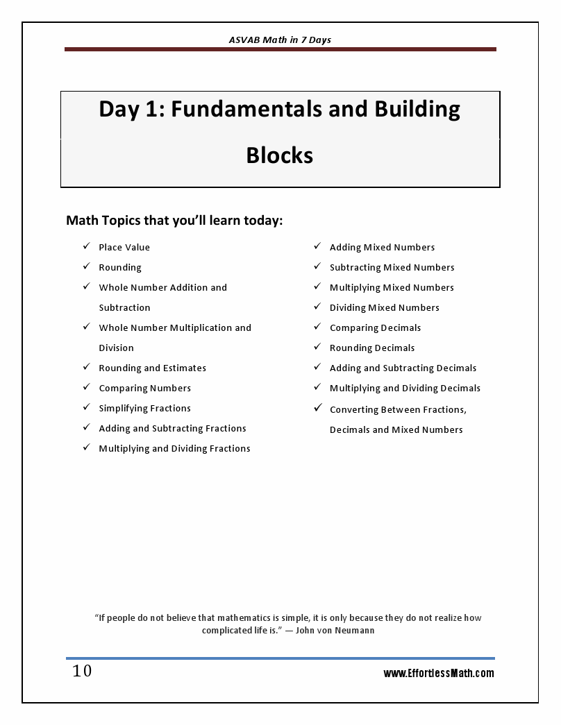 ASVAB Math in 7 Days: Step-By-Step Guide to Preparing for the ASVAB ...