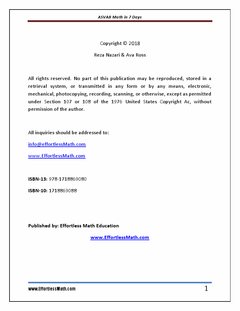 ASVAB Math in 7 Days: Step-By-Step Guide to Preparing for the ASVAB ...