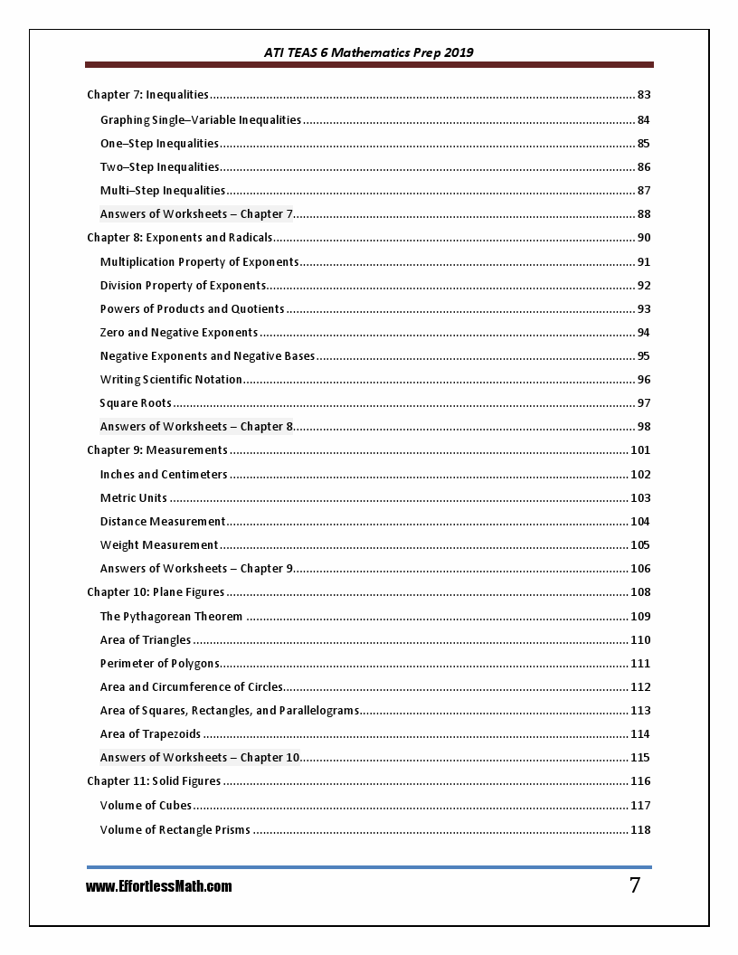 ATI TEAS 6 Mathematics Prep 2019: A Comprehensive Review and Ultimate ...