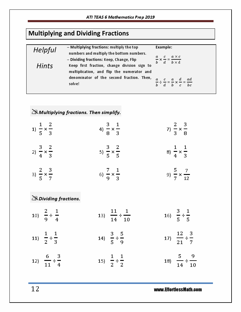 ATI TEAS 6 Mathematics Prep 2019: A Comprehensive Review and Ultimate ...