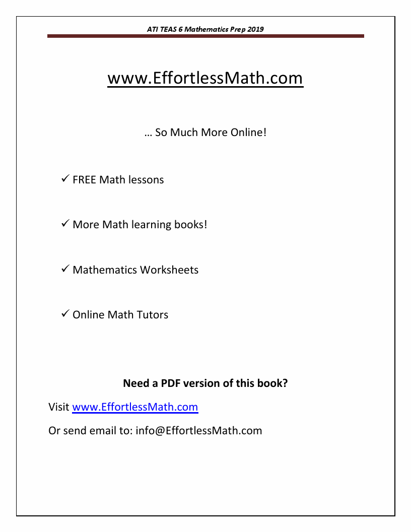 ATI TEAS 6 Mathematics Prep 2019: A Comprehensive Review and Ultimate ...