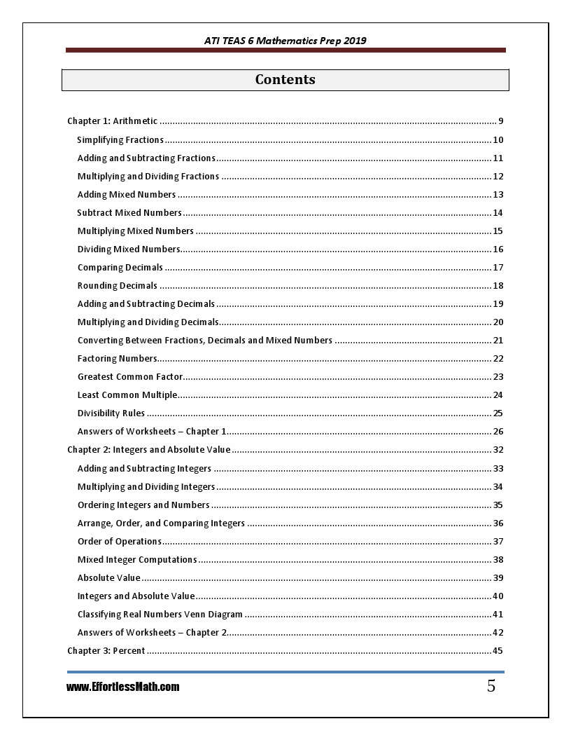 ATI TEAS 6 Mathematics Prep 2019: A Comprehensive Review and Ultimate ...