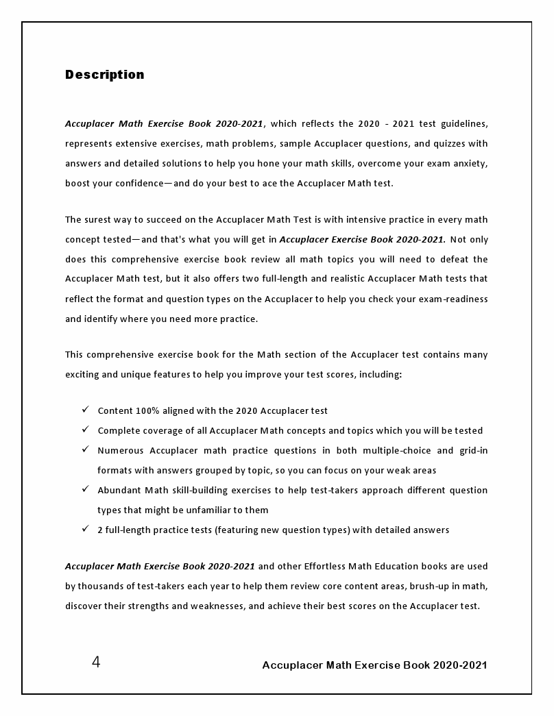 Accuplacer Math Exercise Book 2020-2021: Student Workbook and Two Full ...