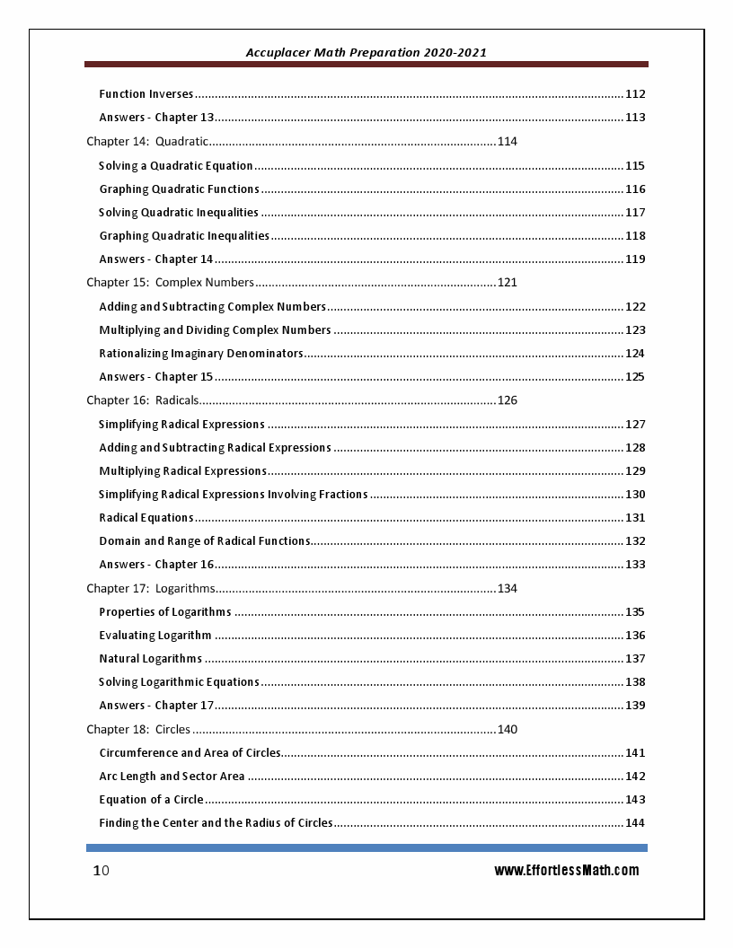Accuplacer Math Preparation 2020 – 2021: Accuplacer Math Workbook + 2 ...