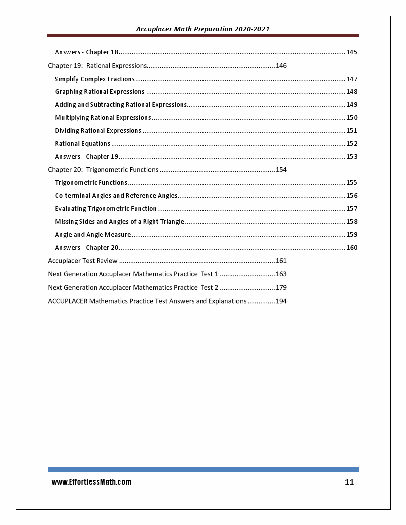 Accuplacer Math Preparation 2020 – 2021: Accuplacer Math Workbook + 2 ...