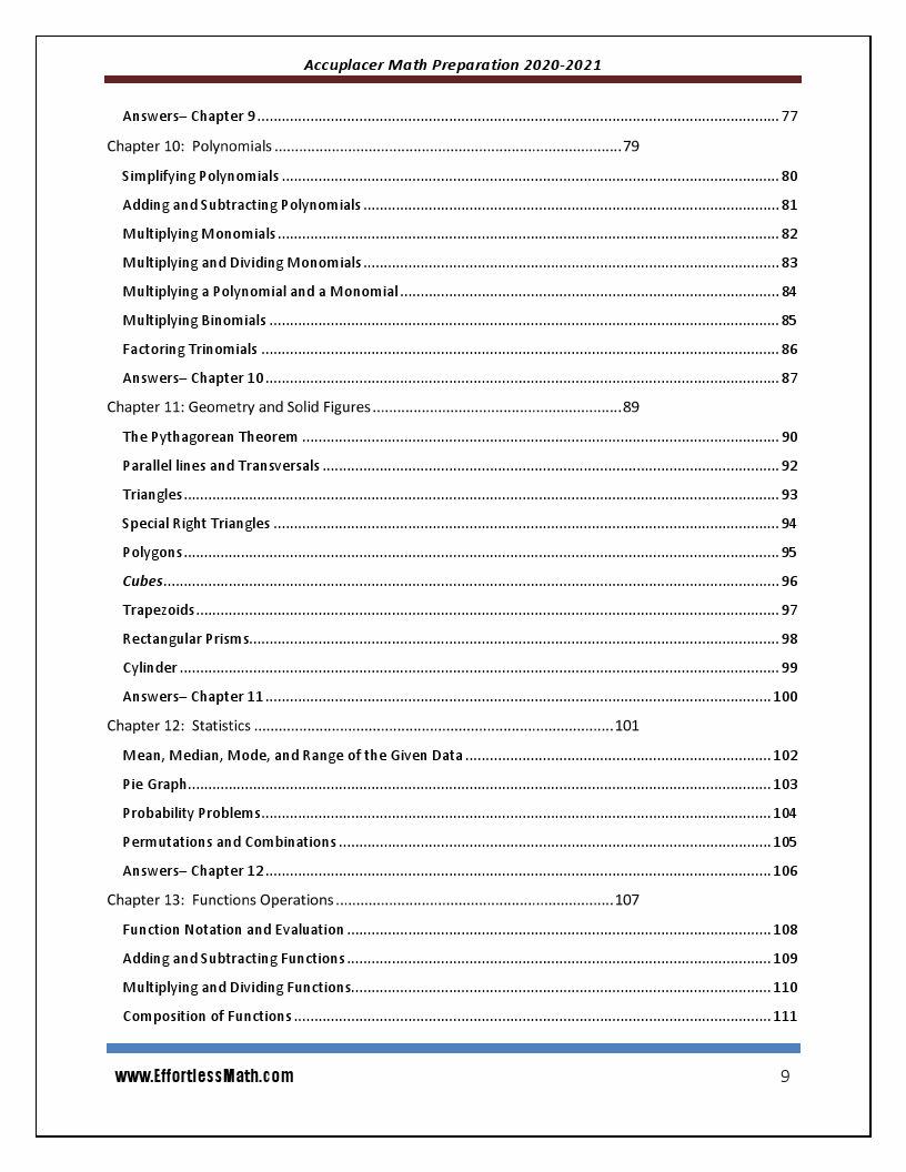 Accuplacer Math Preparation 2020 – 2021: Accuplacer Math Workbook + 2 ...