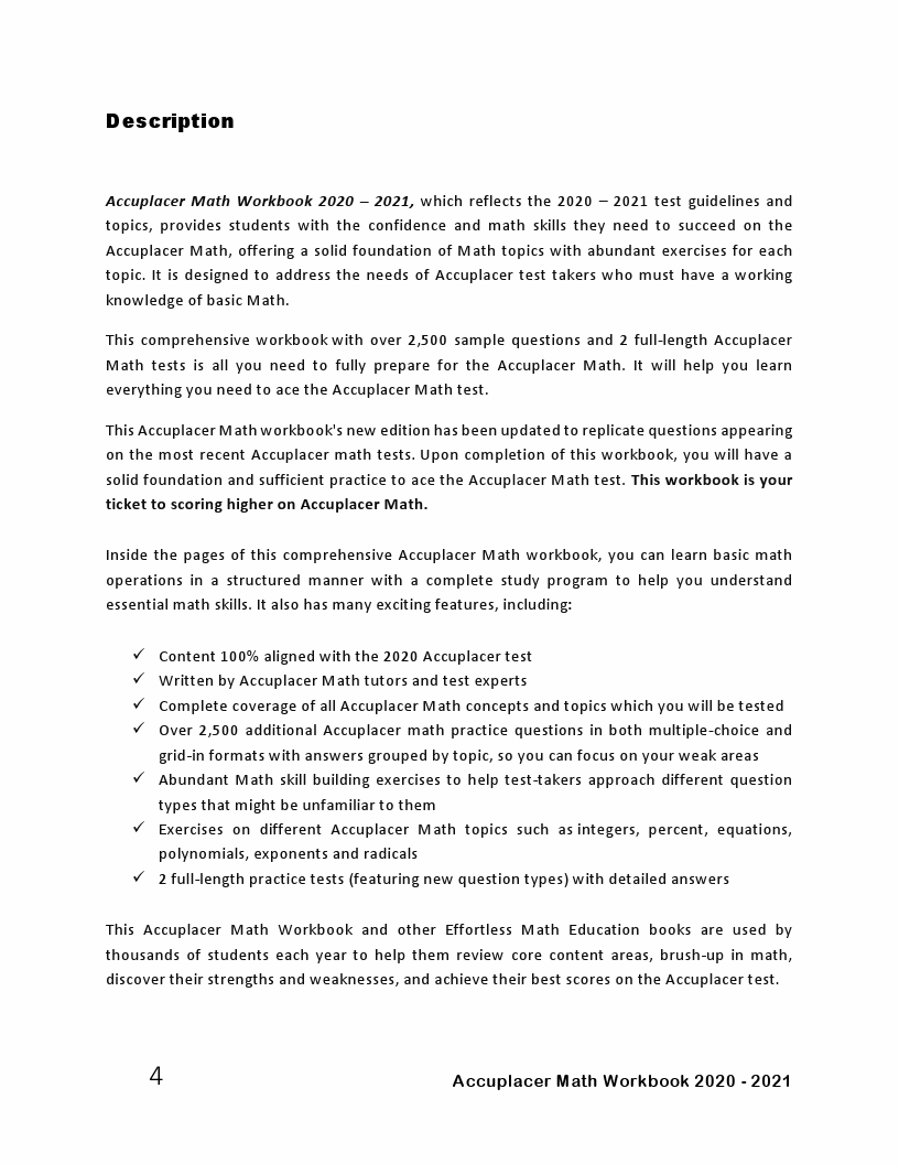 Accuplacer Math Workbook 2020 – 2021: The Most Comprehensive Review for ...