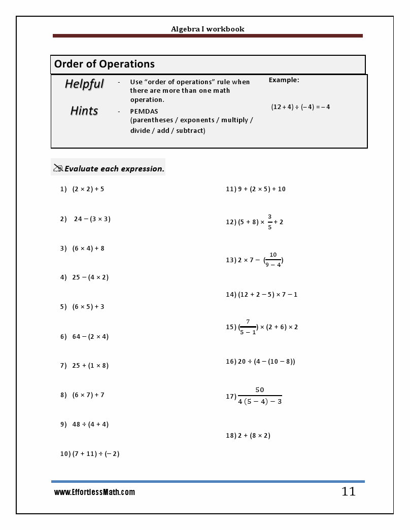 Algebra 1 Workbook: A Comprehensive Review and Step-by-Step Guide for ...