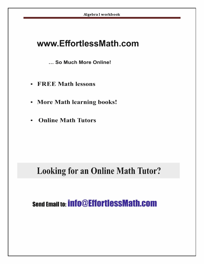 Algebra 1 Workbook: A Comprehensive Review and Step-by-Step Guide for ...