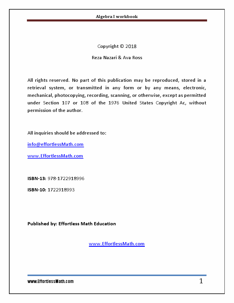 Algebra 1 Workbook: A Comprehensive Review and Step-by-Step Guide for ...