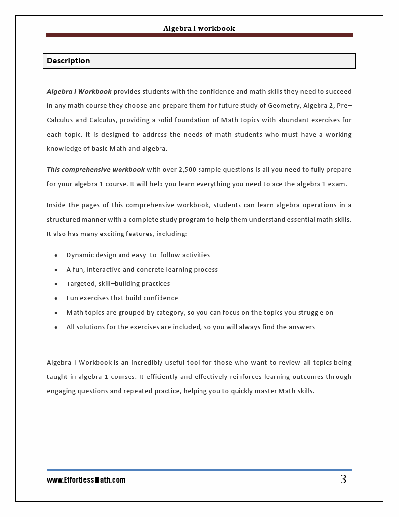 Algebra 1 Workbook: A Comprehensive Review and Step-by-Step Guide for ...