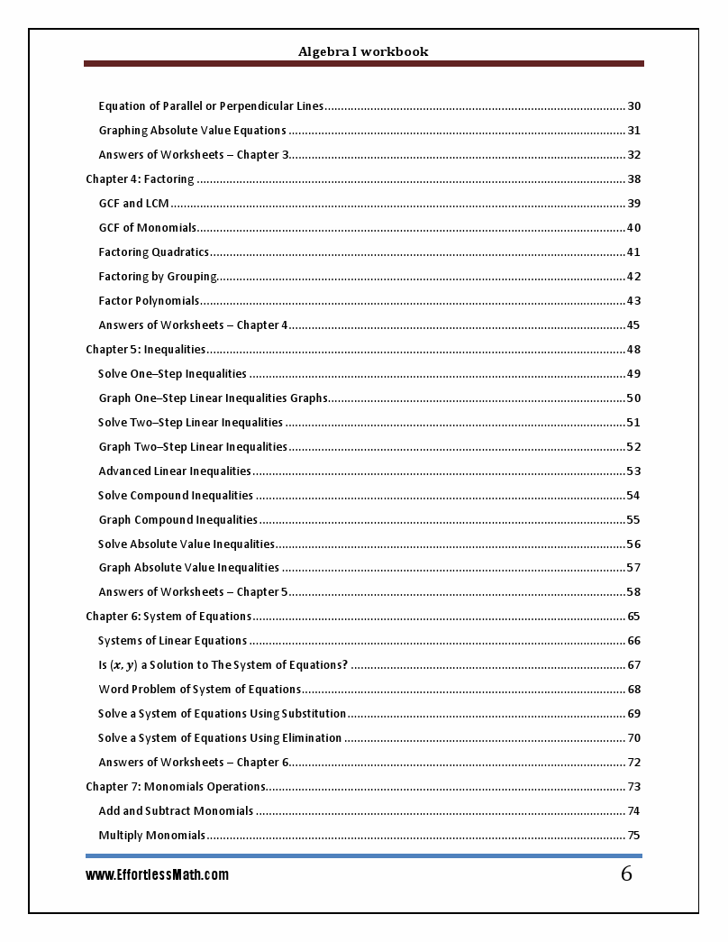 Algebra 1 Workbook: A Comprehensive Review and Step-by-Step Guide for ...
