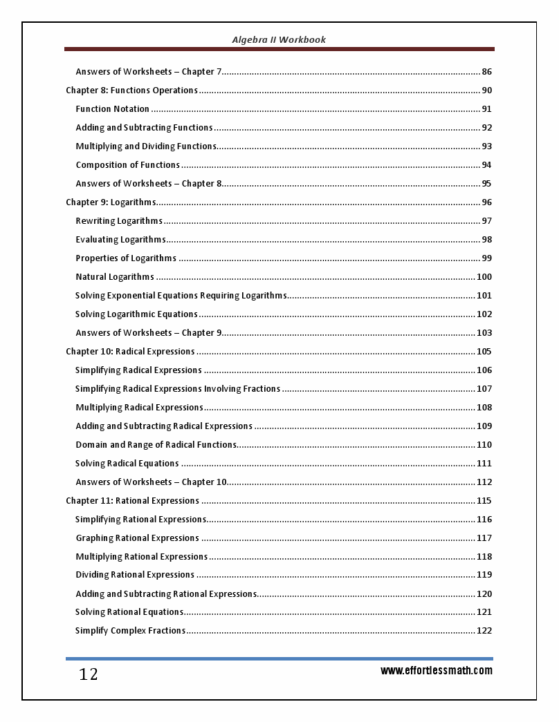 Algebra 2 Workbook: A Comprehensive Review and Step-by-Step Guide for ...