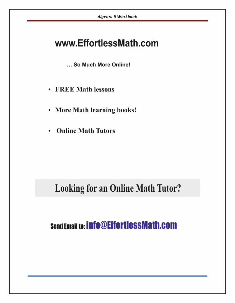 Algebra 2 Workbook: A Comprehensive Review and Step-by-Step Guide for ...