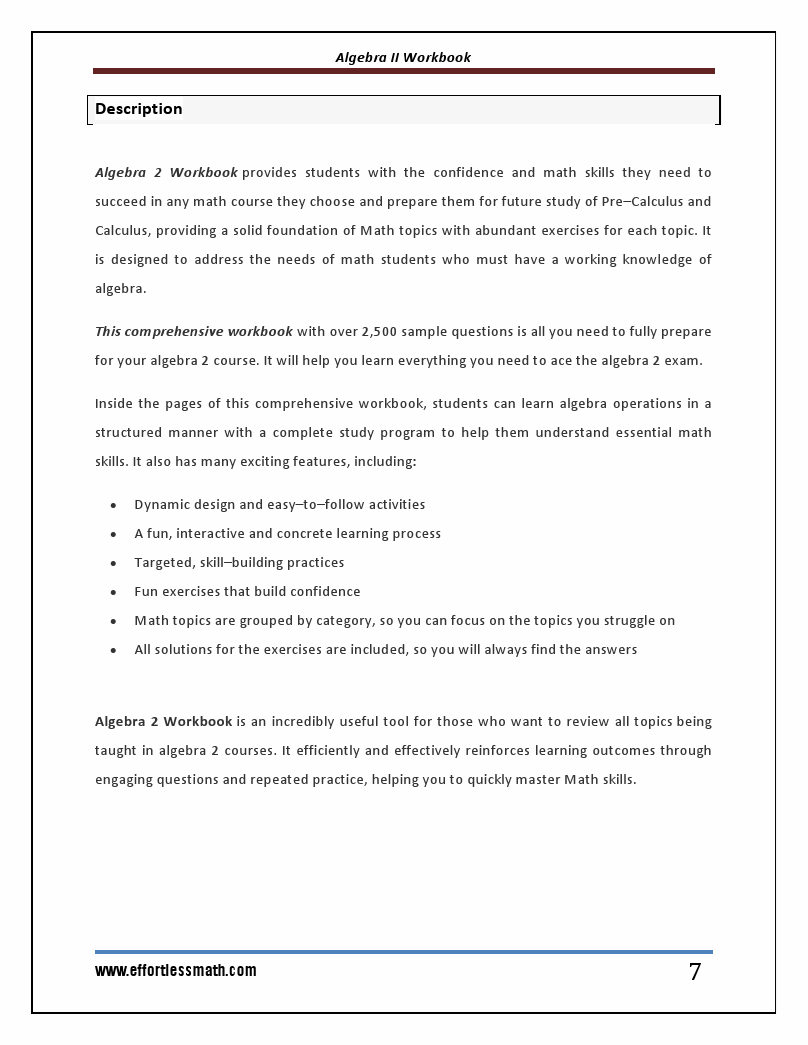 Algebra 2 Workbook: A Comprehensive Review and Step-by-Step Guide for ...