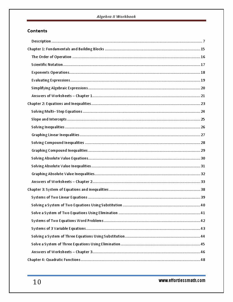 Algebra 2 Workbook: A Comprehensive Review and Step-by-Step Guide for ...