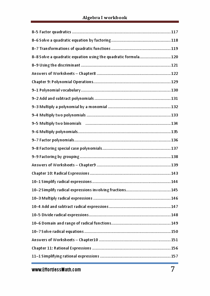 Algebra I Workbook: Comprehensive Activities for Mastering Essential ...