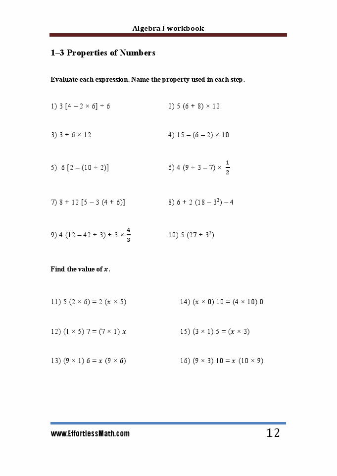 Algebra I Workbook: Comprehensive Activities for Mastering Essential ...