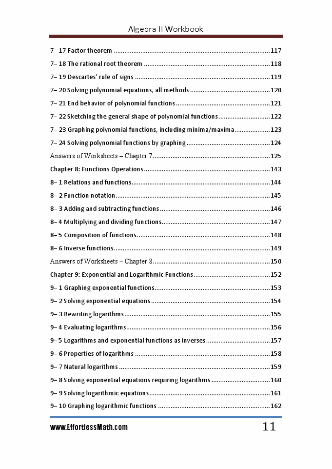 Algebra II Workbook: Comprehensive Activities for Mastering Essential ...