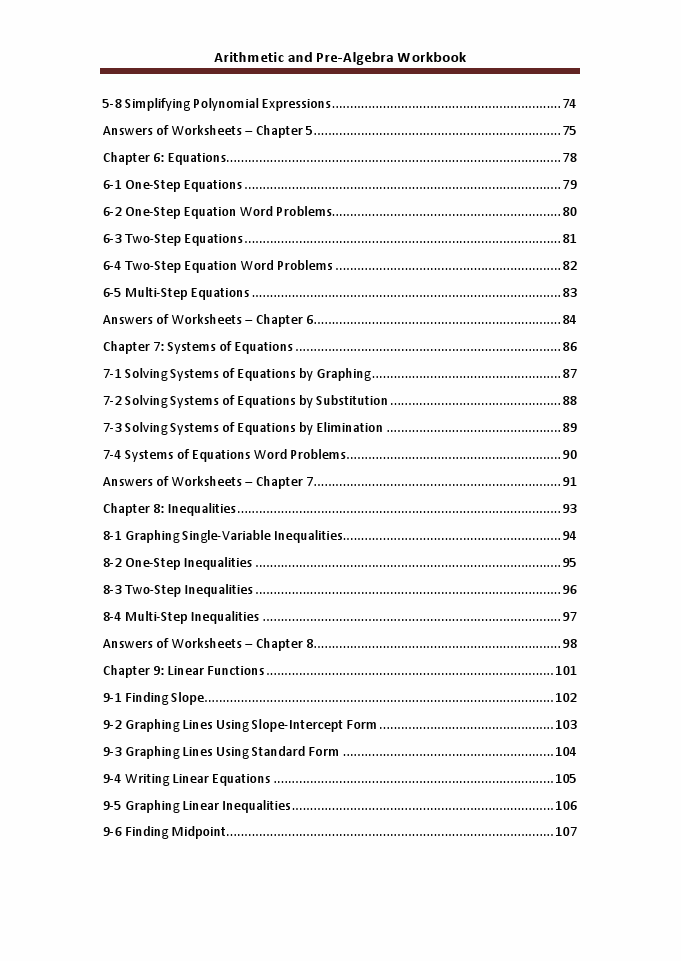 Arithmetic and Pre-Algebra Workbook: Comprehensive Activities for ...