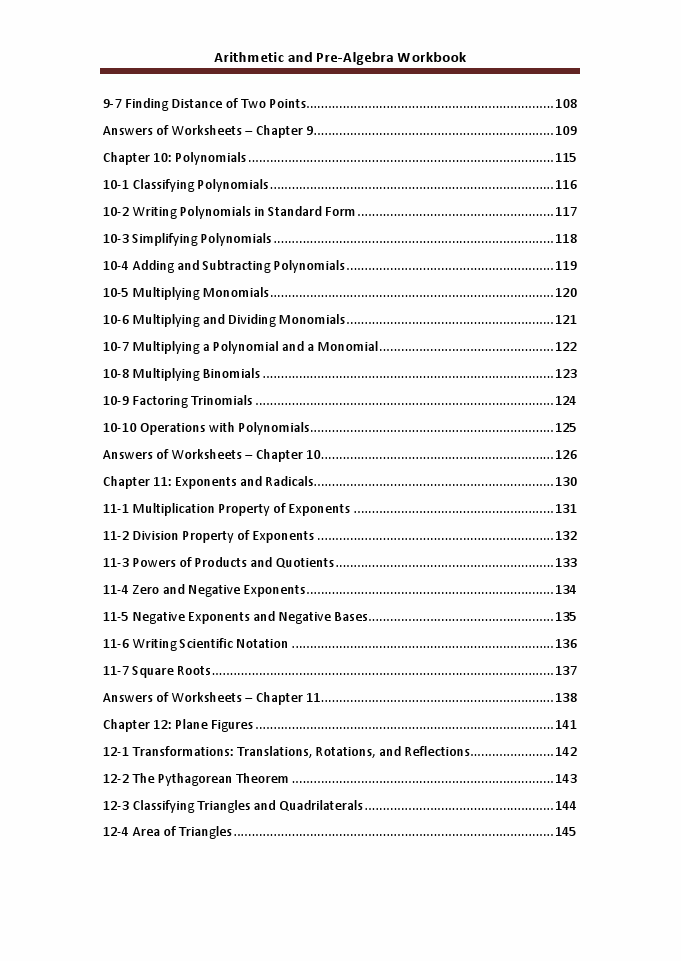 Arithmetic and Pre-Algebra Workbook: Comprehensive Activities for ...