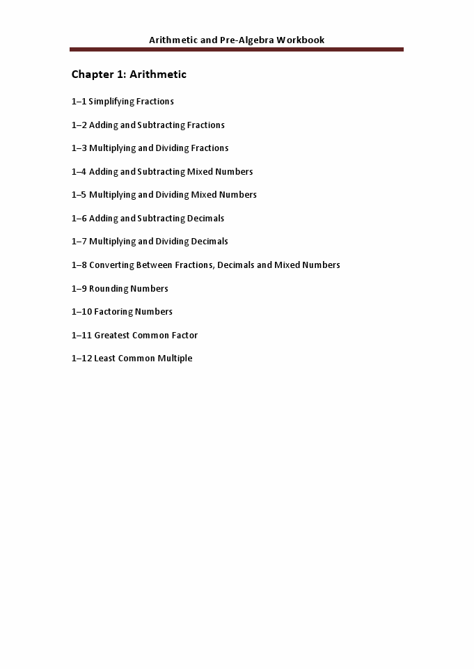 Arithmetic and Pre-Algebra Workbook: Comprehensive Activities for ...