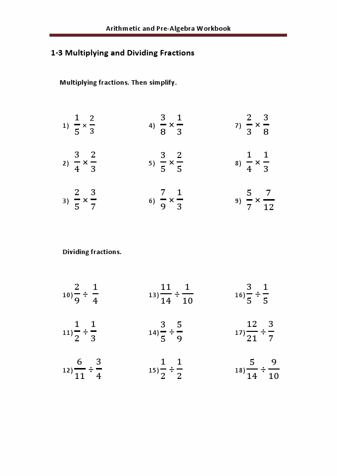Arithmetic and Pre-Algebra Workbook: Comprehensive Activities for ...