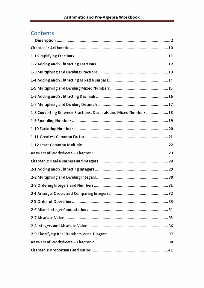 Arithmetic and Pre-Algebra Workbook: Comprehensive Activities for ...