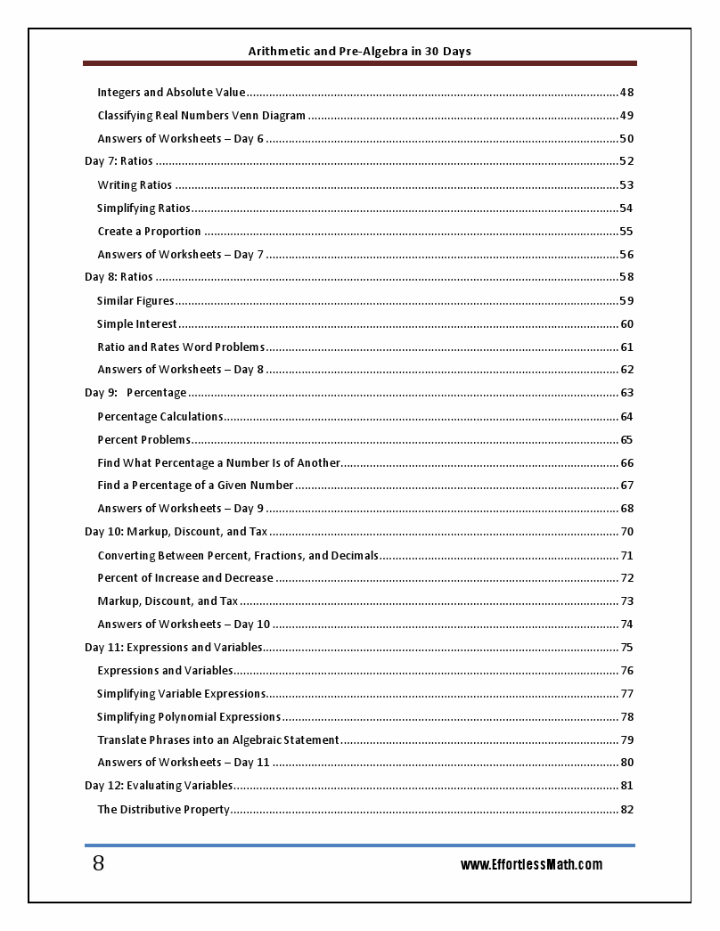 Arithmetic and Pre-Algebra in 30 Days: The Ultimate Crash Course to ...