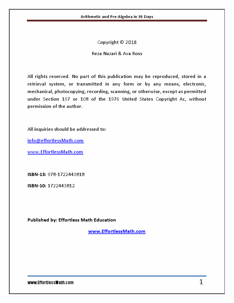 Arithmetic and Pre-Algebra in 30 Days: The Ultimate Crash Course to ...