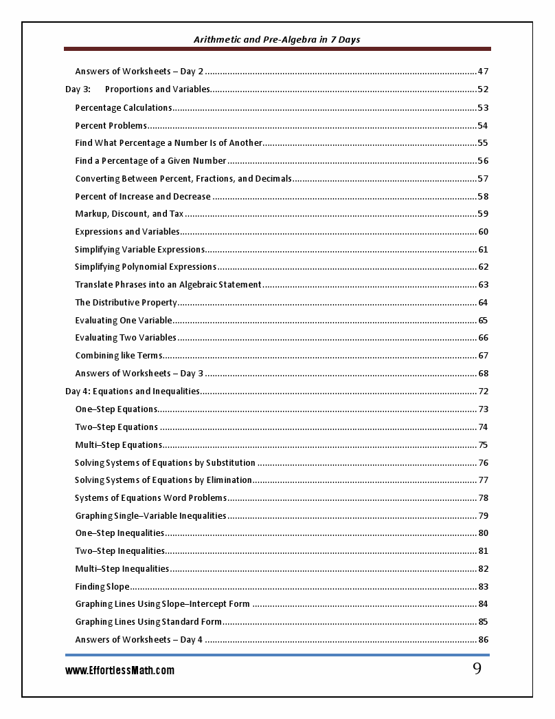 Arithmetic and Pre-Algebra in 7 Days: Step-By-Step Guide to Preparing ...
